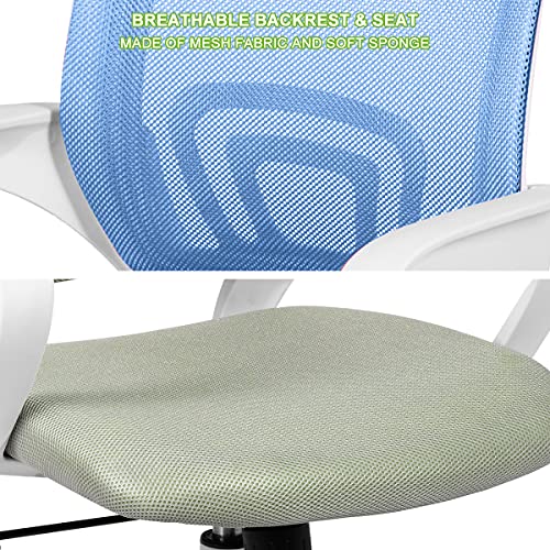 Geniqua Ergonomic Office Chair Mesh Desk Chair Computer Chair Lumbar Support Modern Rolling Adjustable Swivel Task Chair for Home Office, Blue