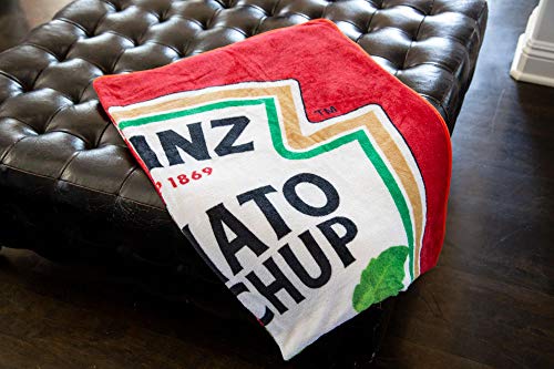 Heinz Ketchup Logo Plush Throw Blanket | Cozy Sherpa Wrap Covering for Sofa, Bed | Super Soft Lightweight Fleece Blanket | Geeky Home Decor | 45 x 60 Inches