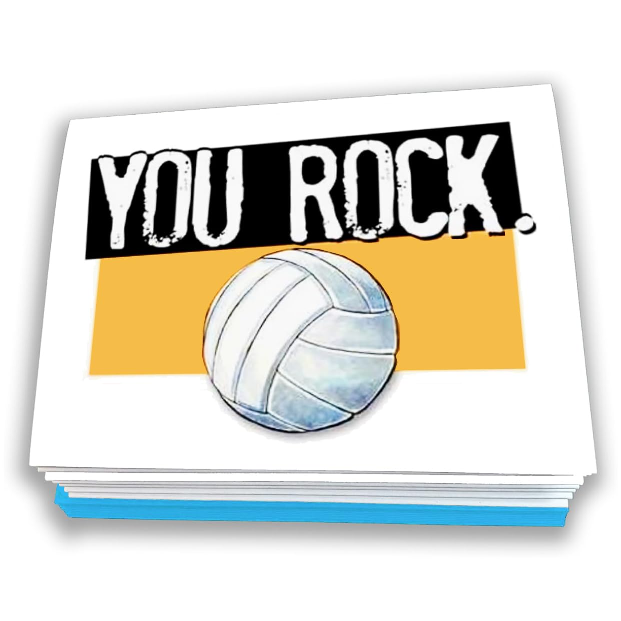 VOLLEYBALL YOU ROCK Note Cards 12-Pack (4.25"x5.5") Illustrated Sports Powercards Thank You Note Card Set Awesome for Volleyball Players, Coaches, Fans and Fanatics - They'll Love 'Em!