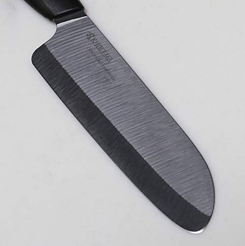 Kyocera Advanced Ceramic Revolution Series Mini Santoku Knife, Black Blade, Black Handle, 4.5-Inch