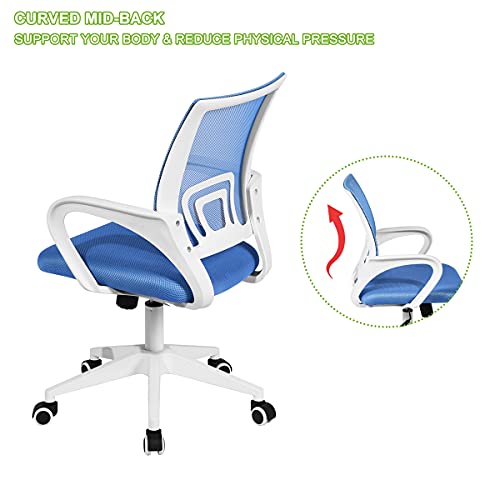 Geniqua Ergonomic Office Chair Mesh Desk Chair Computer Chair Lumbar Support Modern Rolling Adjustable Swivel Task Chair for Home Office, Blue