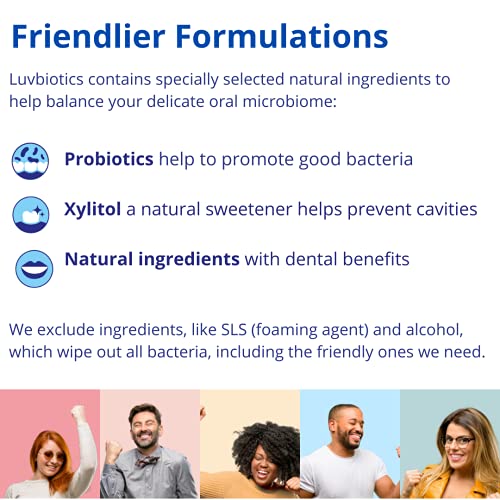 Luvbiotics Original Toothpaste with Probiotics & Xylitol Promotes Good Bacteria for Fresh Breath, Healthy Gums & Teeth. Free from SLS, Parabens, Artificial Colors, Flavors, and Sweeteners 75ml Tube