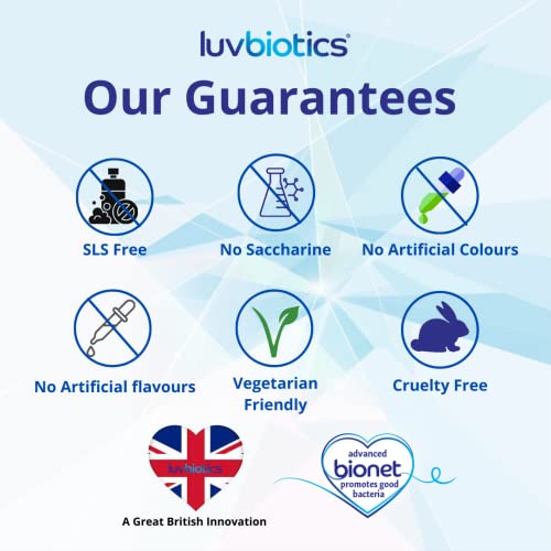 Luvbiotics Original Toothpaste with Probiotics & Xylitol Promotes Good Bacteria for Fresh Breath, Healthy Gums & Teeth. Free from SLS, Parabens, Artificial Colors, Flavors, and Sweeteners 75ml Tube