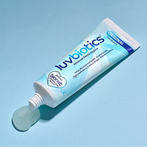 Luvbiotics Original Toothpaste with Probiotics & Xylitol Promotes Good Bacteria for Fresh Breath, Healthy Gums & Teeth. Free from SLS, Parabens, Artificial Colors, Flavors, and Sweeteners 75ml Tube