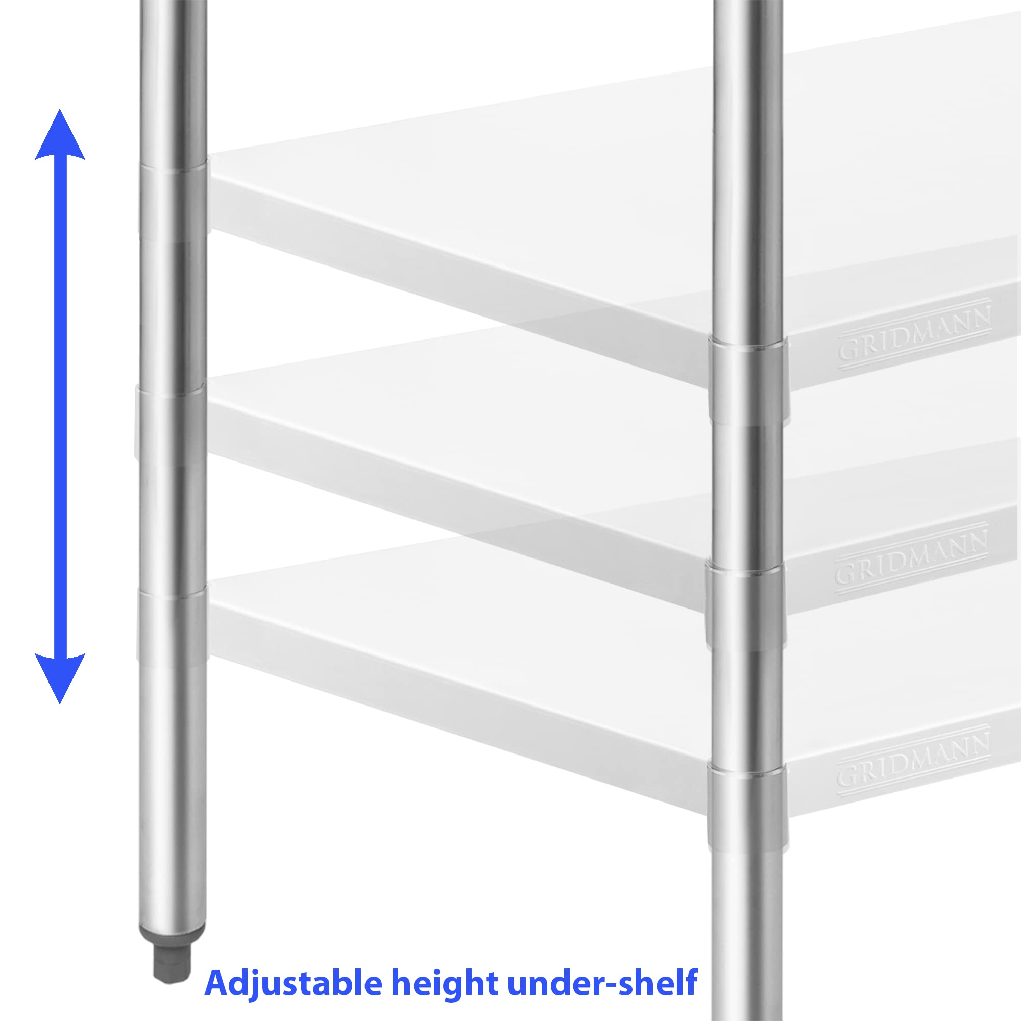 GRIDMANN NSF Stainless Steel Work & Prep Table 60 x 30 Inches with Caster Wheels and Under Shelf for Restaurant, Home, Hotel
