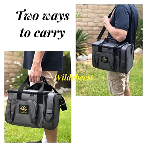 Wildebeest Large Lunch Box Insulated Leakproof Cooler Bag Reusable Lunch Bag for Adult (Grey)