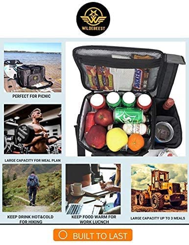 Wildebeest Large Lunch Box Insulated Leakproof Cooler Bag Reusable Lunch Bag for Adult (Grey)
