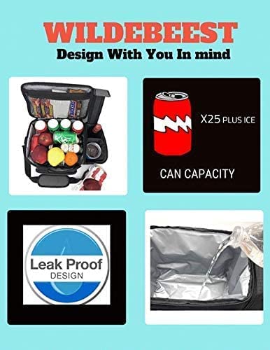 Wildebeest Large Lunch Box Insulated Leakproof Cooler Bag Reusable Lunch Bag for Adult (Grey)