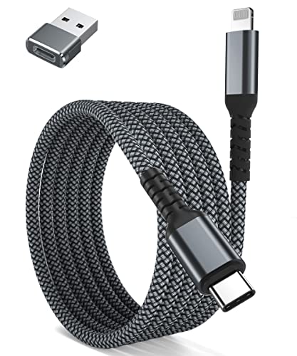 Basesailor USB C to Lightning Charger Cable 10ft with USB Adapter,Apple MFI Certified iOS Type C Power Delivery PD Fast Charging Cord for iPhone 11 12 13 14 Mini Pro Max,SE,iPad 8 9 8th 9th Generation