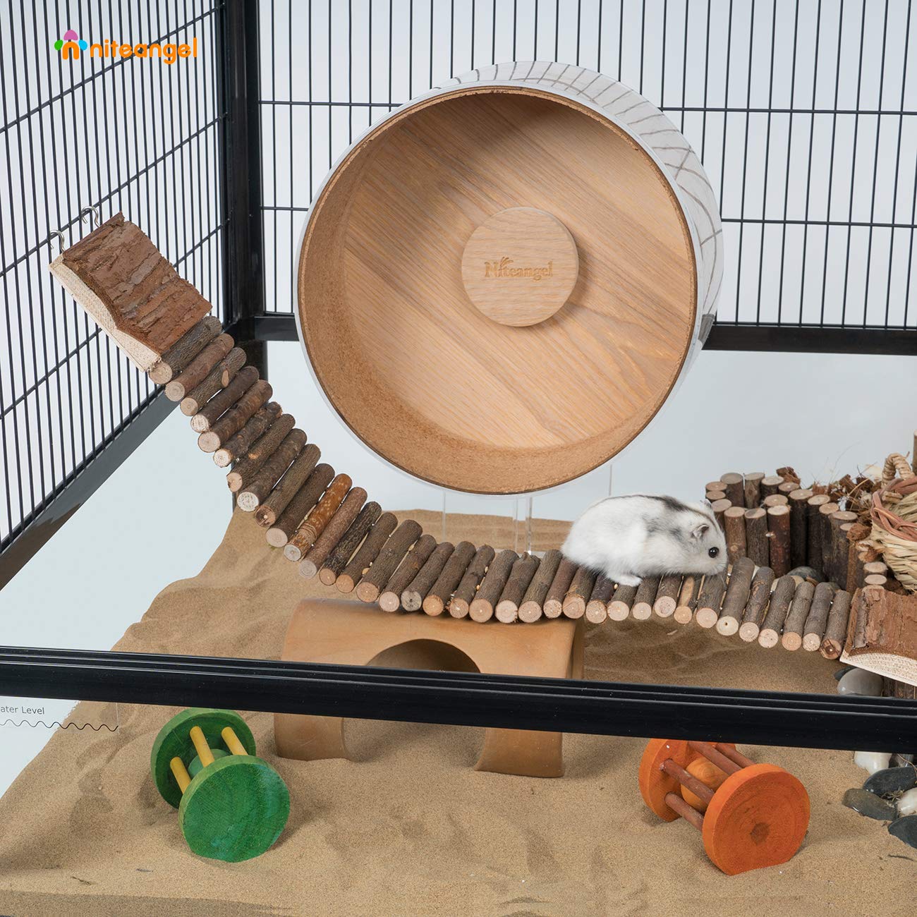 Niteangel Hamster Suspension Bridge Toy - Long Climbing Ladder for Dwarf Syrian Hamster Mice Mouse Gerbils and Other Small Animals (21.8" L x 2.8" W)