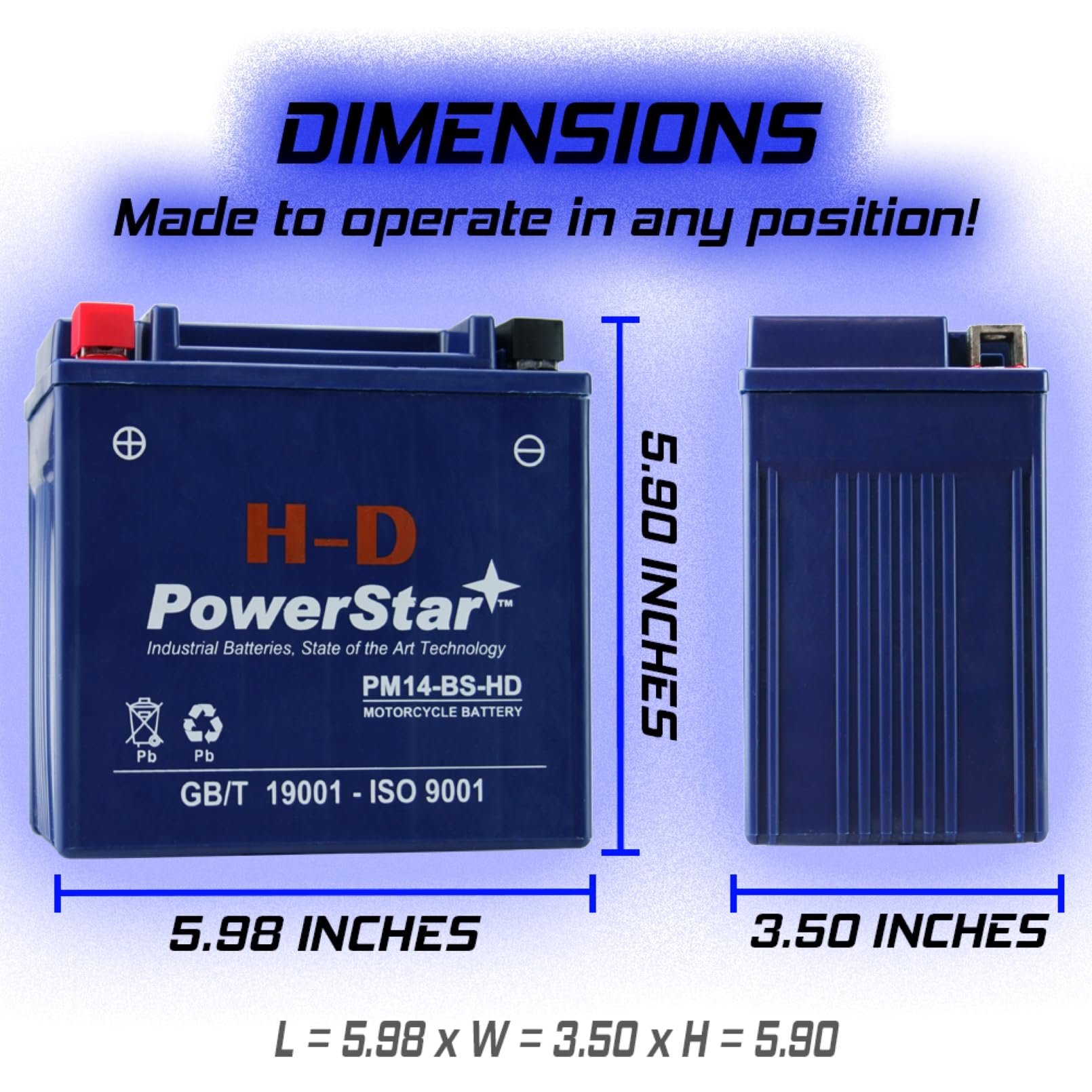 PowerStar FAYTX14 Battery Replaces YTX14-BS CYTX14-BS YTX14BS GTX14-BS, SEALED GEL AGM