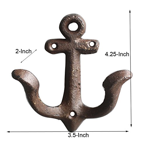 realideas Rusty Brown Rustic Cast Iron Nautical Anchor Design Wall Hooks Coat Rack Antique Shabby Chic Bathroom Towel Hook Key Holder