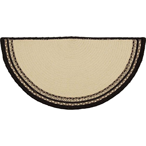 VHC Brands Sawyer Mill Small Jute Half Circle Area Rug Farmhouse Solid, Entryway Kitchen Doormat Non Skid Pad 16.5x33 (Pig)