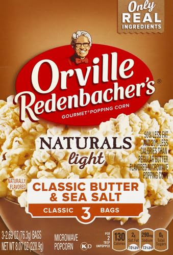 Orville Redenbacher's Naturals Microwave Popcorn, Classic Butter & Sea Salt Light Flavor, 2.69 oz., 3-Count