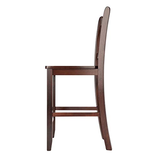 Winsome Wood Victor 2-Piece V-Back Counter Stools, 24-Inch, Brown