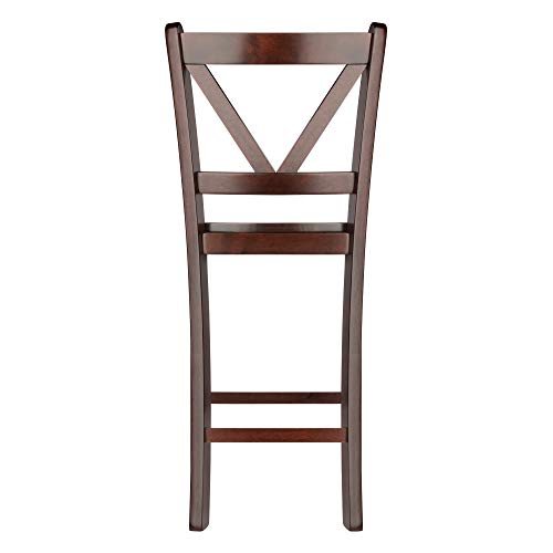 Winsome Wood Victor 2-Piece V-Back Counter Stools, 24-Inch, Brown