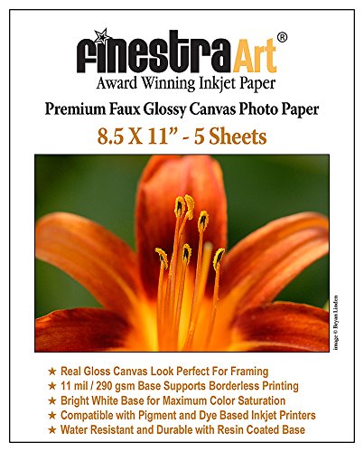 8.5" X 11" Canvas Textured Premium Inkjet Photo Paper - 5 Sheets