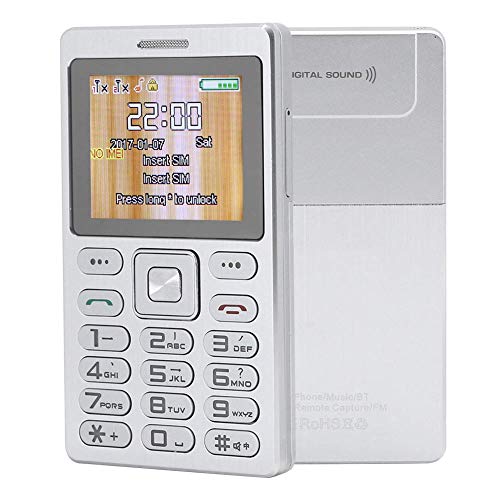 1.77 HD Color Screen Phone, Mini Card Mobile Phone, Ultrathin Cell Phone with 3.5mm Headset Port, Bluetooth Dialer Dual SIM, Intelligent Antiloss Fuction(Silver)