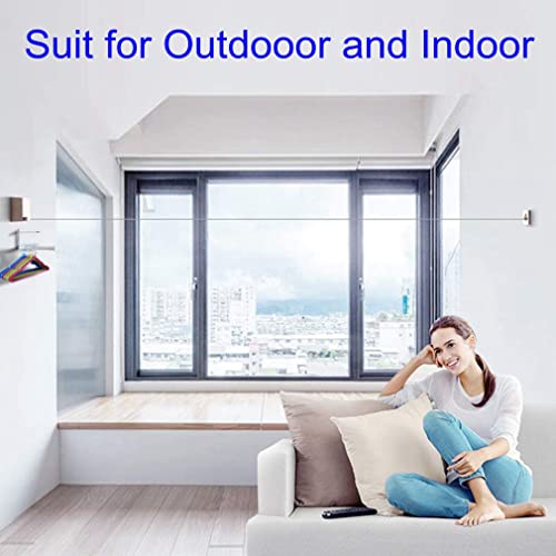 ABHILWY Retractable Clothesline Clothes Line Retracting Outdoor/Indoor, Heavy Duty Stainless Steel Adjustable Drying Rope Wire Dryer with ABS case+Aluminum, Self Adhesive Wall Mount 13.8 Feets White