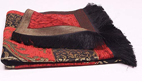 Muslim Prayer Rug with Prayer Beads | Janamaz | Sajadah | Soft Islamic Prayer Rug | Islamic Gifts | Prayer Carpet Mat, Chenille Fabric, Brick