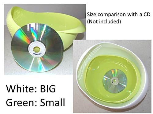 Japanese Design 2.1Qt (2L) Rice Washer Strainer Colanders for Vegetable, Bean, Fruit, Pasta (Small, White)