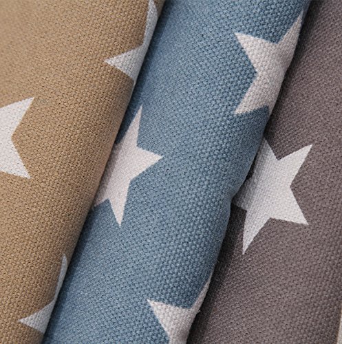 TAOSON Five-Pointed Star Pattern Cushion Cover Pillow Cover Pillowcase Cotton Canvas Pillow Sofa Throw White Printed Linen with Hidden Zipper Closure Only Cover No Insert 18x18 Inch 45x45cm Deep Grey