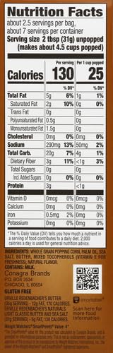 Orville Redenbacher's Naturals Microwave Popcorn, Classic Butter & Sea Salt Light Flavor, 2.69 oz., 3-Count