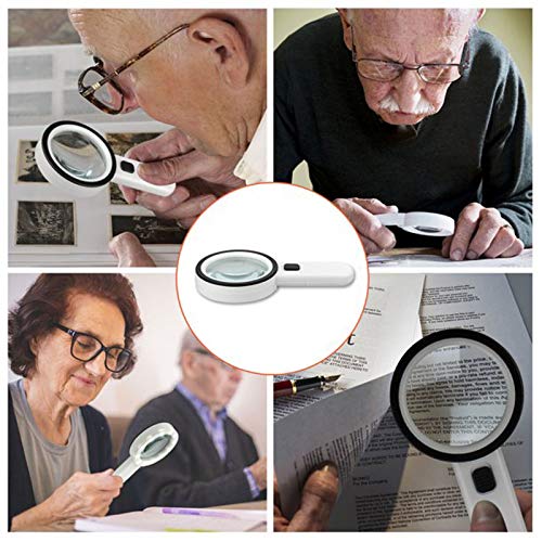 40X Magnifying Glass with Light, Handheld Lighted Magnifier with Large Double Glass Lens Led Magnifiers for Macular Degeneration, Seniors Reading, Soldering, Inspection, Coins, Jewelry, Exploring (#2)