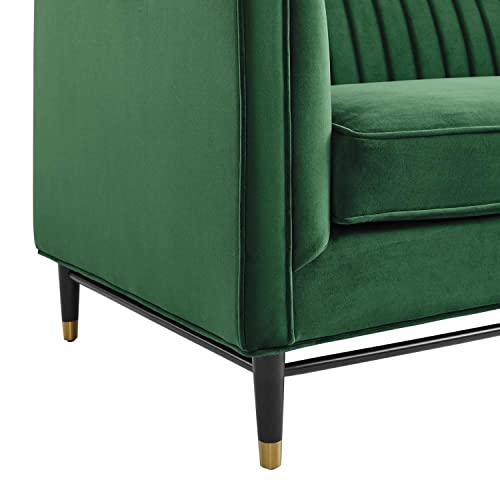 Modway Devote Channel Tufted Performance Velvet, Loveseat, Emerald