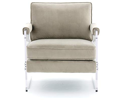 Signature Design by Ashley Avonley Contemporary Accent Chair with Clear Acrylic Base, Taupe