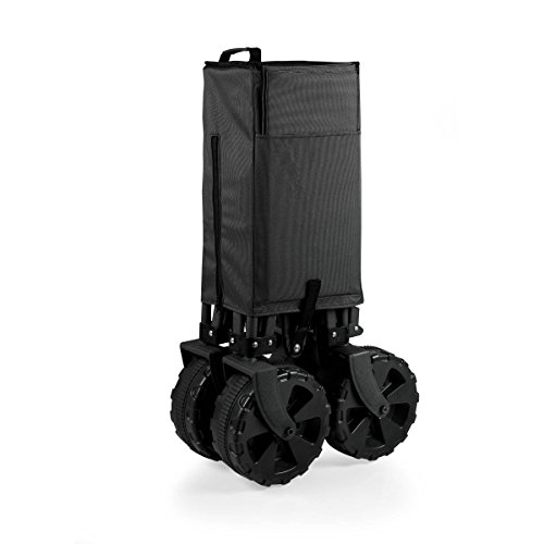 ONIVA - a Picnic Time brand Adventure Wagon Elite All-Terrain Folding Beach Wagon with Big Wheels plus Table Top Lid & Soft Cooler Liner, (Dark Gray)