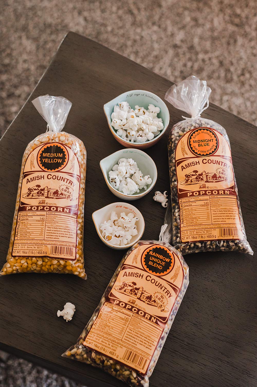 Amish Country Popcorn | 3-1 lb Bags | Variety Set | Midnight Blue, Rainbow, & Medium Yellow Popcorn Kernels | Old Fashioned, Non-GMO and Gluten Free (3-1 lb Bags)
