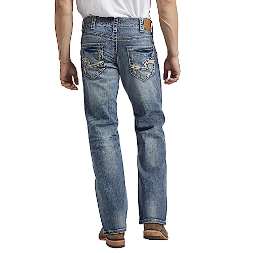 Silver Jeans Co. Men's Zac Relaxed Fit Straight Leg Jeans, Light Indigo, 38W x 30L