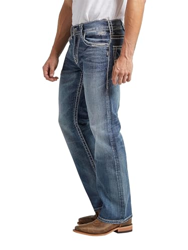 Silver Jeans Co. Men's Zac Relaxed Fit Straight Leg Jeans, Light Indigo, 38W x 30L