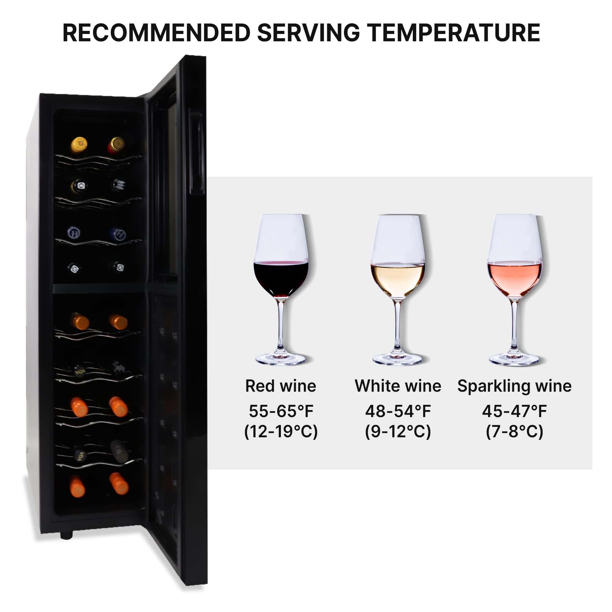 Koolatron 18 Bottle Slim Wine Cooler Refrigerator Dual Zone Thermoelectric Wine Fridge Freestanding Wine Cellar for Red White Sparkling Wine Ideal for Home Bar Kitchen