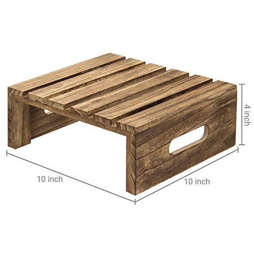 MyGift Rustic Brown Burnt Wood Cake, Cupcake and Dessert Buffet Display Holder Riser Stands, Set of 2
