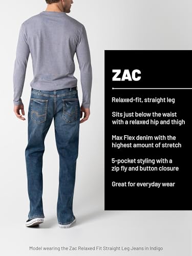 Silver Jeans Co. Men's Zac Relaxed Fit Straight Leg Jeans, Light Indigo, 38W x 30L