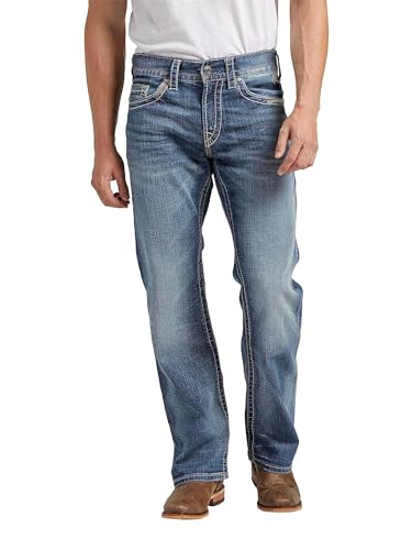 Silver Jeans Co. Men's Zac Relaxed Fit Straight Leg Jeans, Light Indigo, 38W x 30L