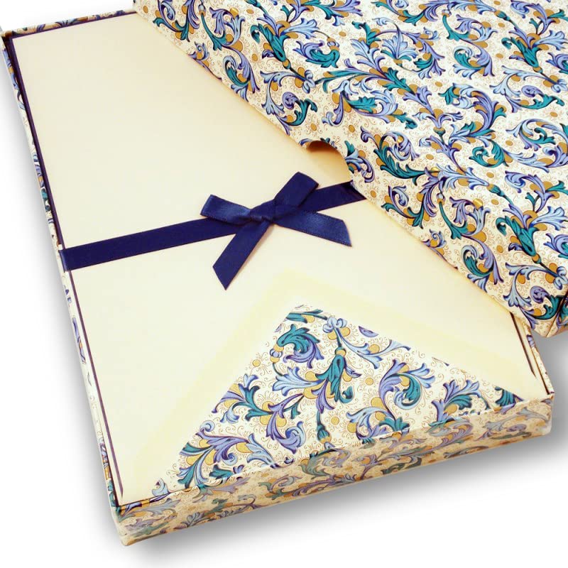 Blue Classica Boxed Stationery Set by Rossi - 10 Sheets & 10 lined envelopes