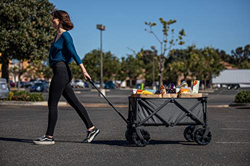 ONIVA - a Picnic Time brand Adventure Wagon Elite All-Terrain Folding Beach Wagon with Big Wheels plus Table Top Lid & Soft Cooler Liner, (Dark Gray)
