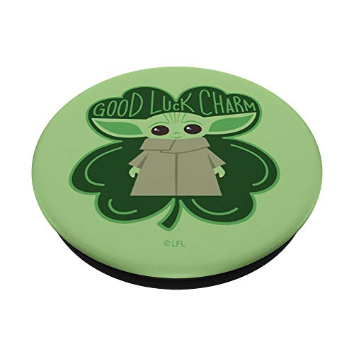 The Mandalorian The Child Good Luck Charm Green Shamrock PopSockets PopGrip: Swappable Grip for Phones & Tablets