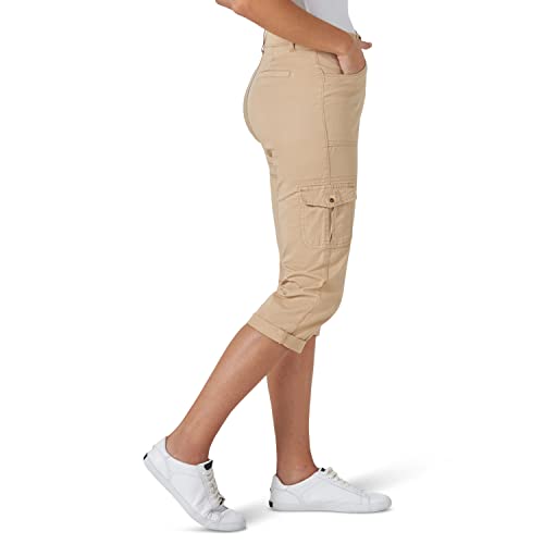 Lee Women's Relaxed Fit Austyn Knit Waist Cargo Capri Pant, Café, 16