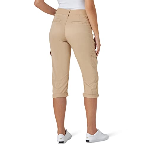 Lee Women's Relaxed Fit Austyn Knit Waist Cargo Capri Pant, Café, 16