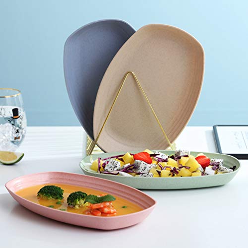 Hemoton Food Platter Plate Fish Steak Meat Vegetables Serving Shatter Resistant Wheat Straw Dish Colorful Buffet Plate for Home Kitchen Restaurant Random Color