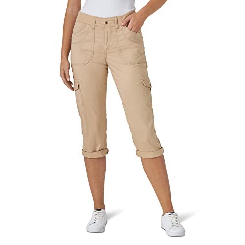 Lee Women's Relaxed Fit Austyn Knit Waist Cargo Capri Pant, Café, 16