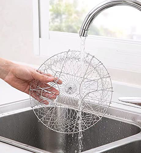 304 Stainless Steel Foldable Steam Rinse Strain Fry Basket Strainer Net Kitchen Cooking Tool for Fried Food or Fruits