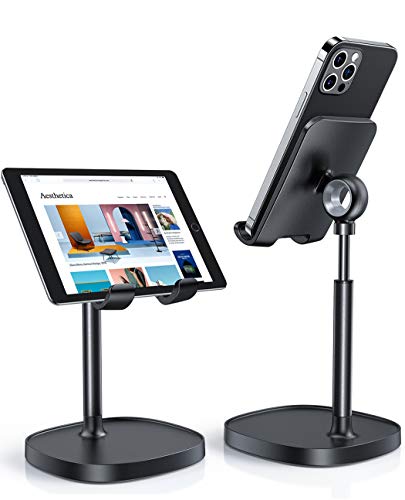 LISEN Office Supplies Decor Cell Phone Stand Universal Home Office Desk, Reduce Neck Pain Height Angle Adjustable Cell Phone Stand, Taller, and More Photogenic iPhone Stand When Phone & Tablets Video