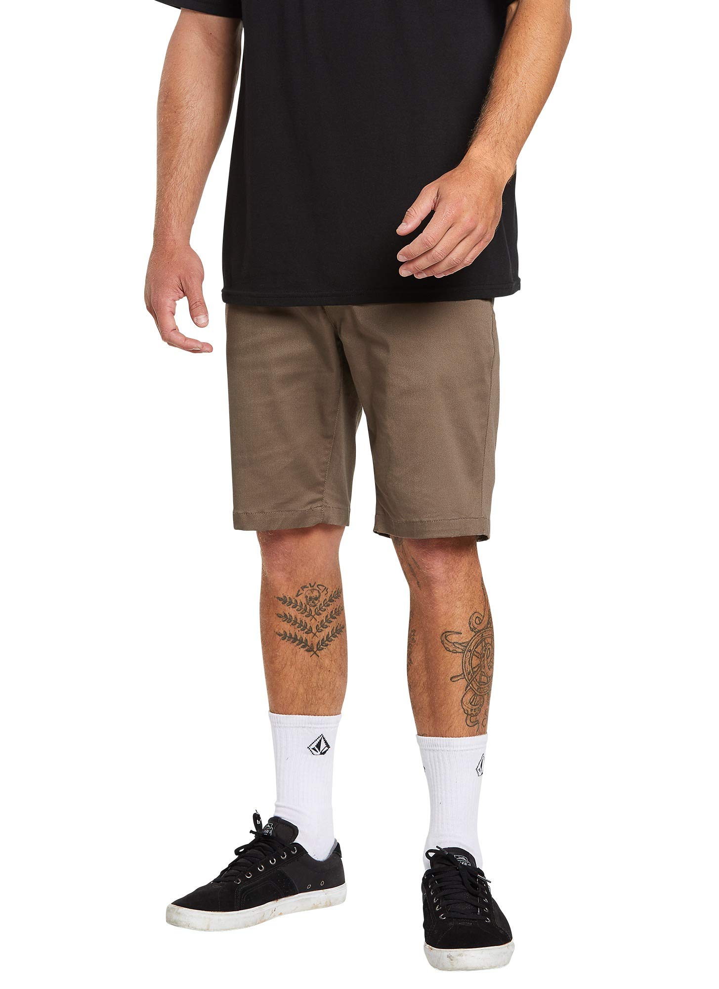 Volcom Men Stretch Modern Fit 21" Chino Short, Mushroom, 33