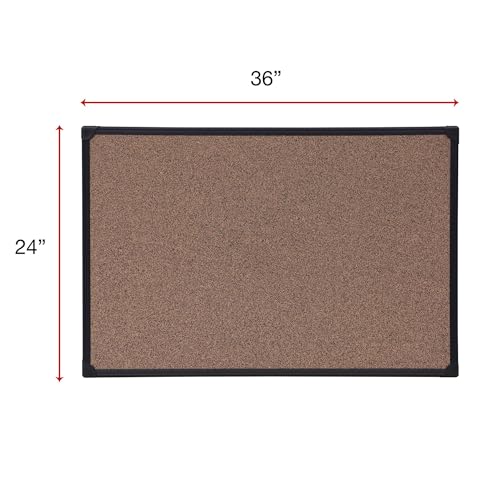 Universal UNV43022 36 in. x 24 in. Tech Cork Board - Black Plastic Frame