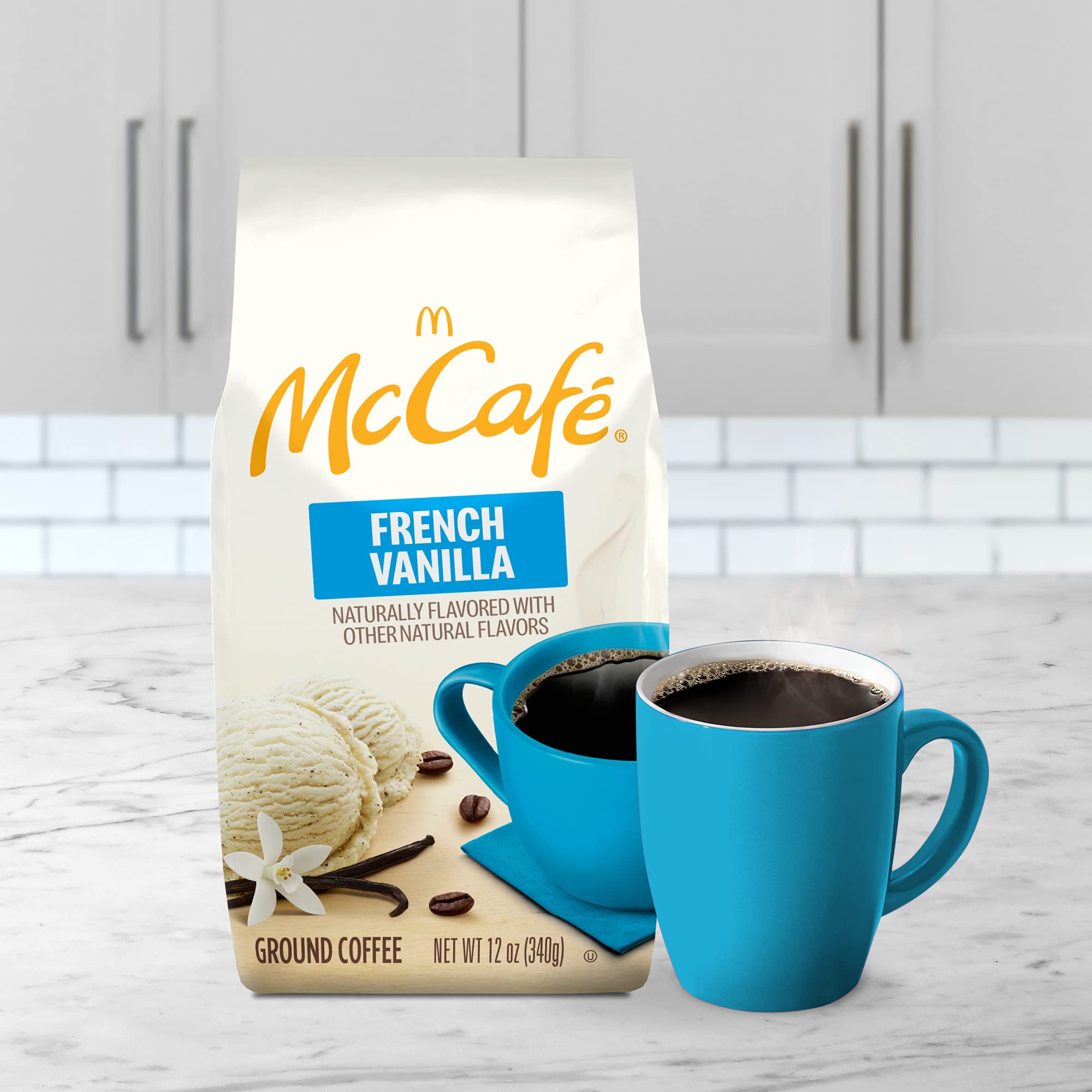 McCafe French Vanilla, Flavored Light Roast Ground Coffee, 12 oz Bag